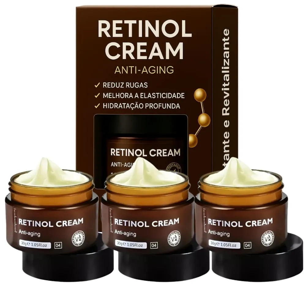 Kit 3 Retinol Cream - Hidratante e Anti Idade - Para Todos os Tipos de
