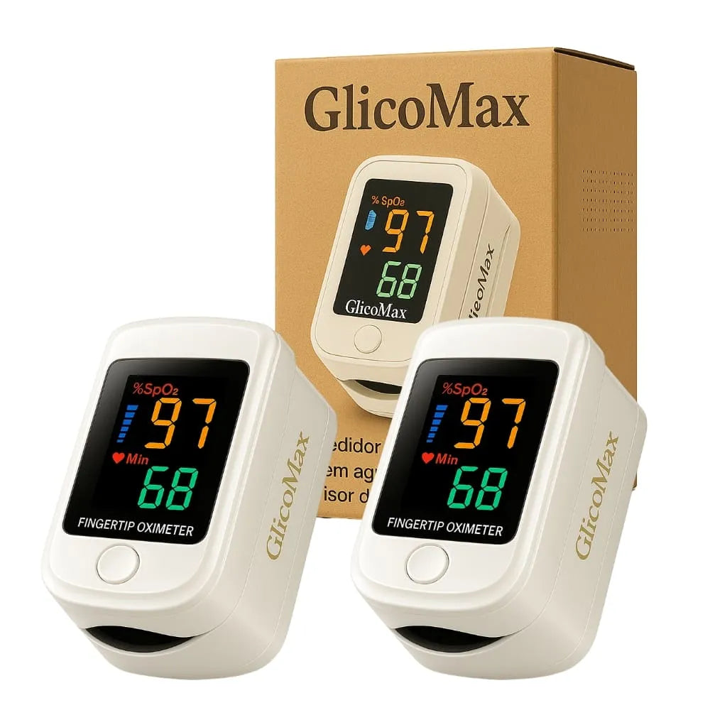 Kit 2 GlicoMax Medidor de Glicose a Laser e Oximetro - Portátil, Segur
